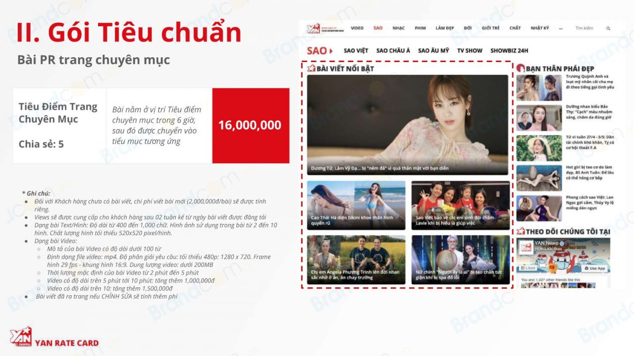 Báo giá quảng cáo báo điện tử yan.vn