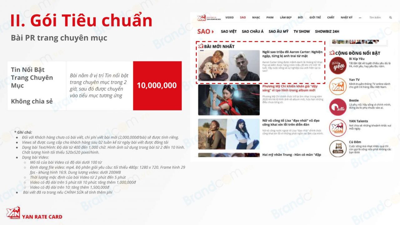 Báo giá quảng cáo báo điện tử yan.vn